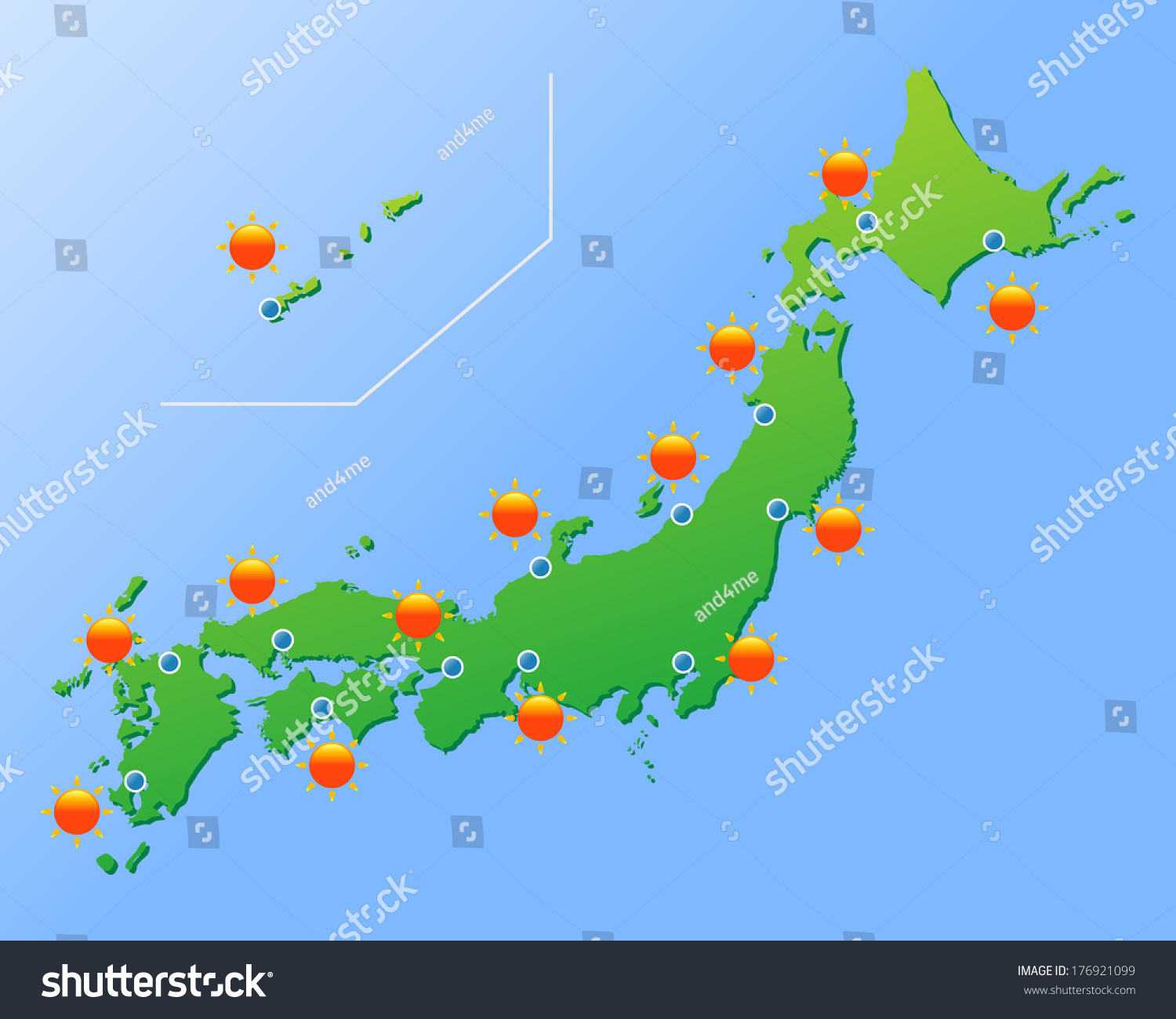 Japan Weather Map, Vector Illustration - 176921099 : Shutterstock