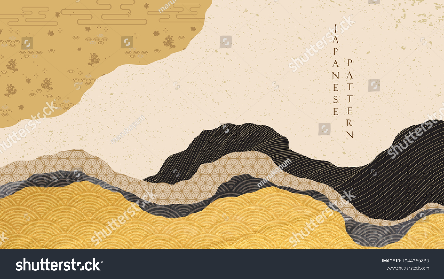 Japanese Background Gold Black Texture Decoration Stock Vector (Royalty ...