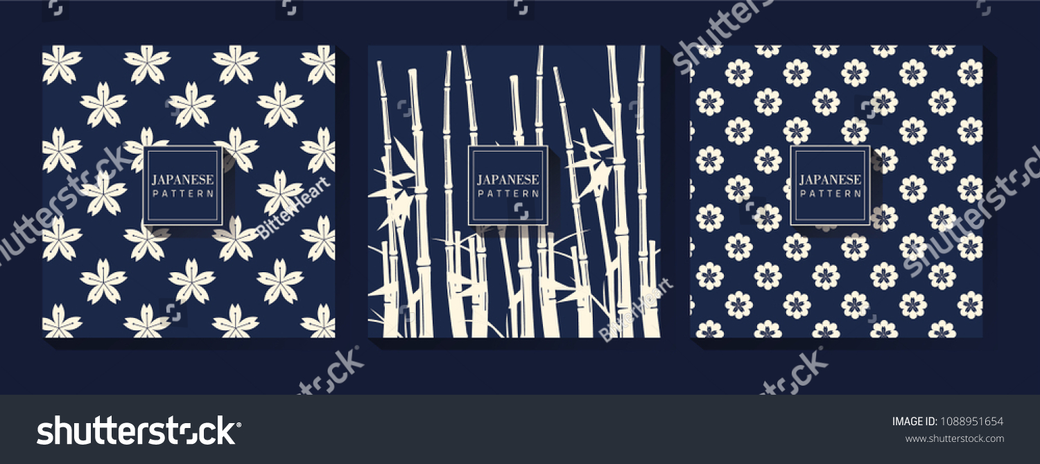 Japanese Blue Pattern Stock Vector (Royalty Free) 1088951654