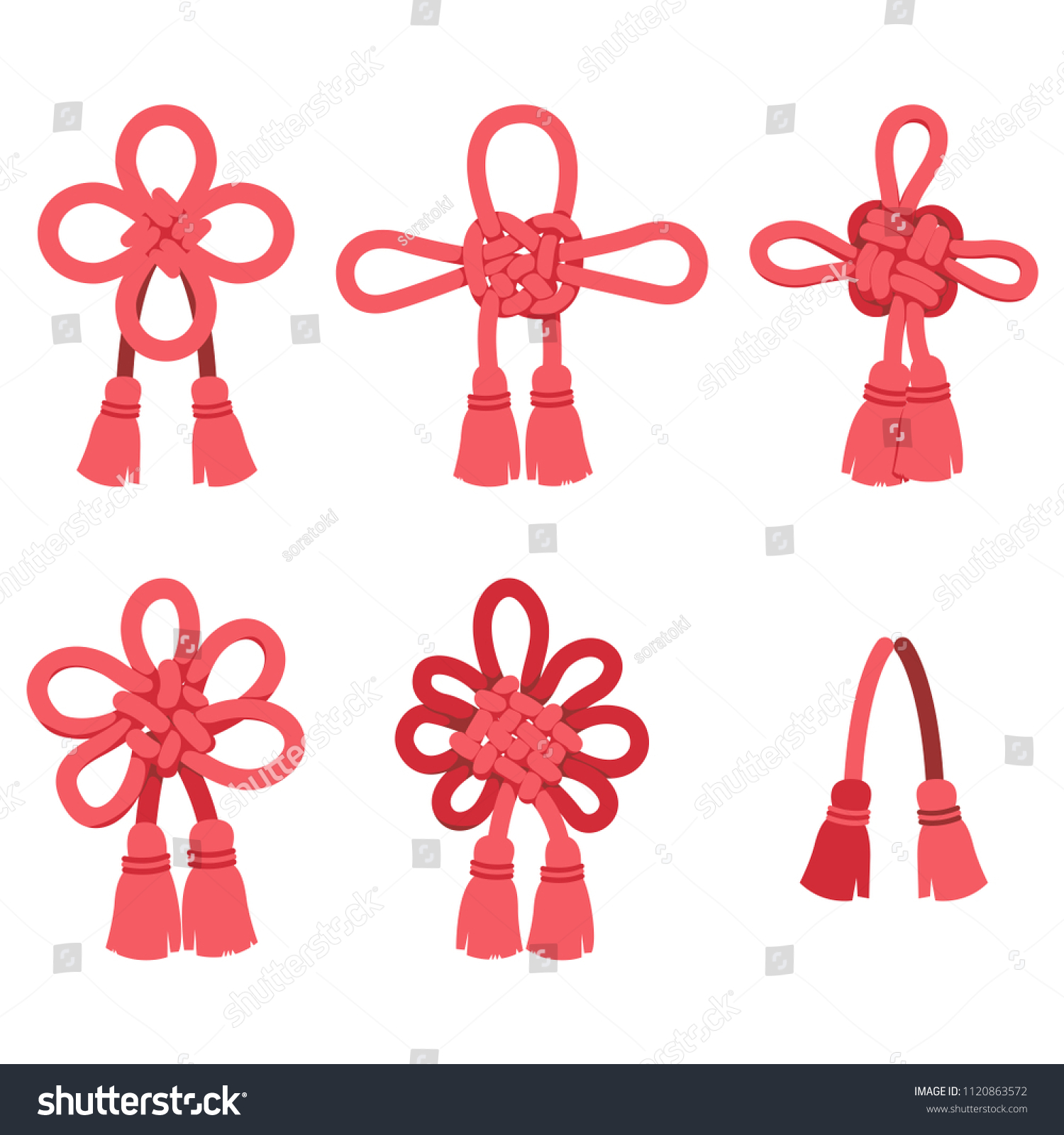 Japanese Braid Red Stock Vector (Royalty Free) 1120863572