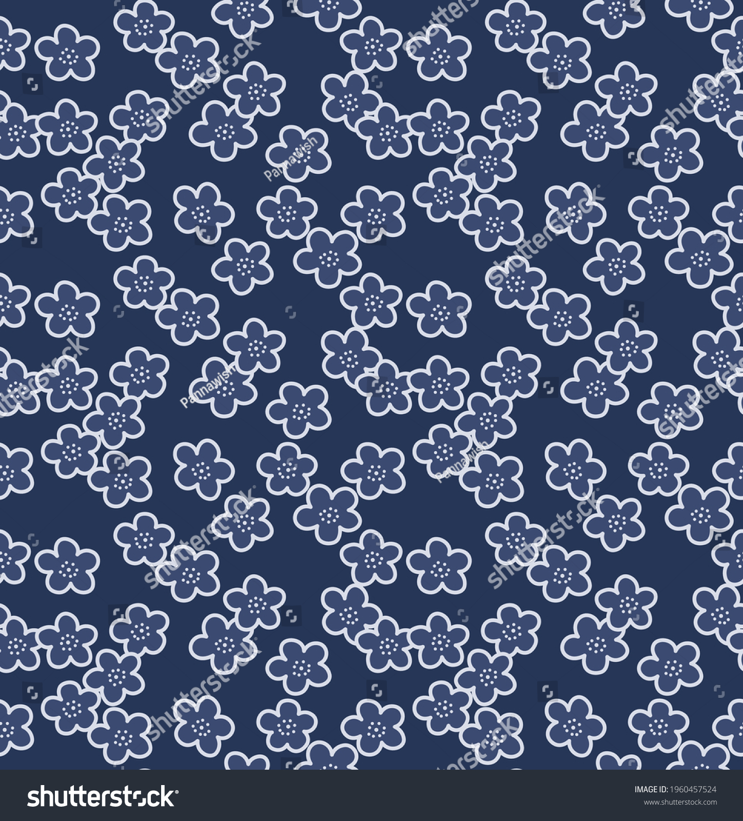 Japanese Cute Flower Vector Seamless Pattern Stock Vector (Royalty Free ...