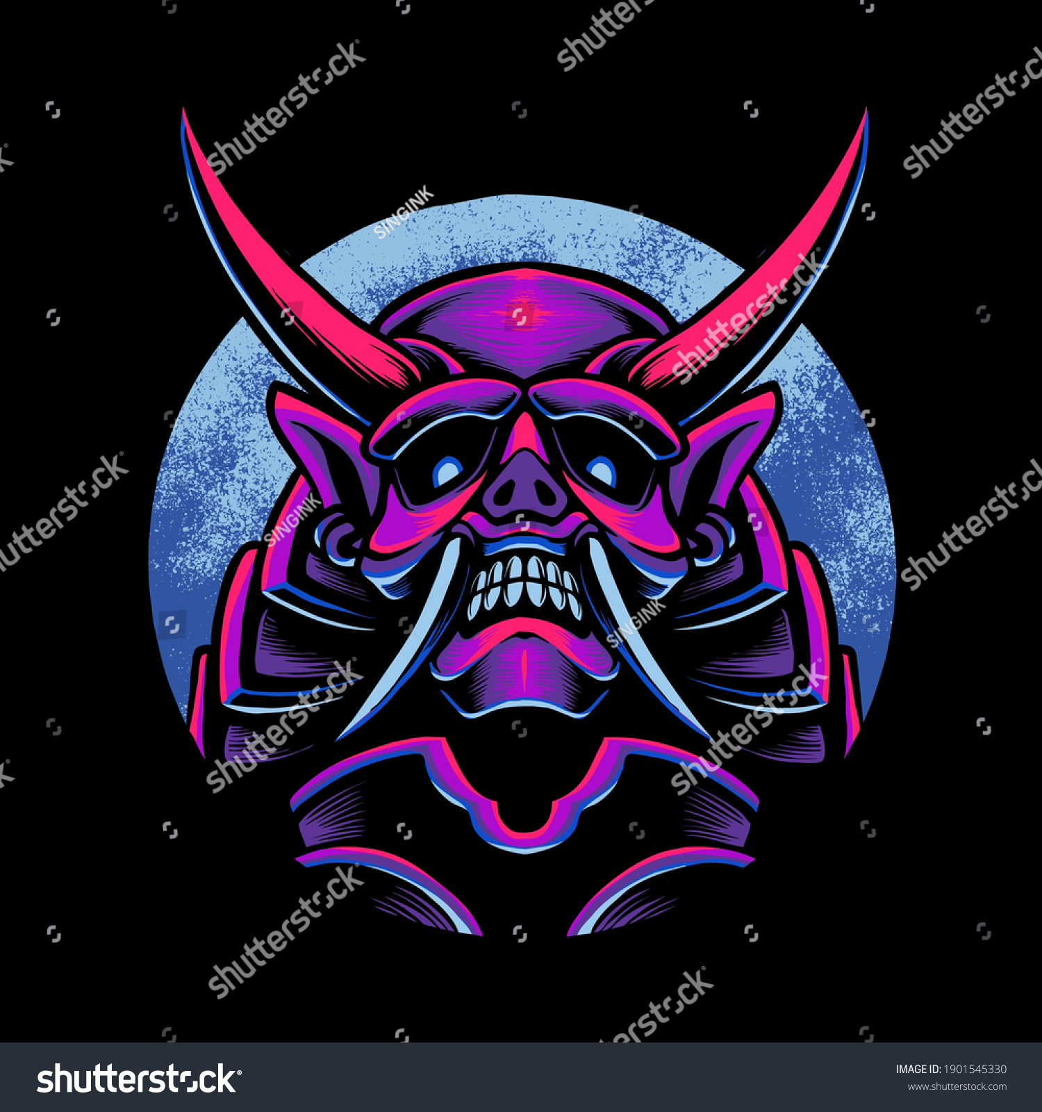Japanese Devil Samurai Vector Illustration: เวกเตอร์สต็อก (ปลอดค่า ...