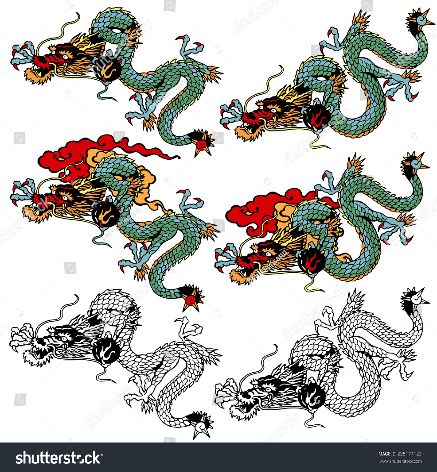 Japanese Dragon Stock Vector (Royalty Free) 235177123