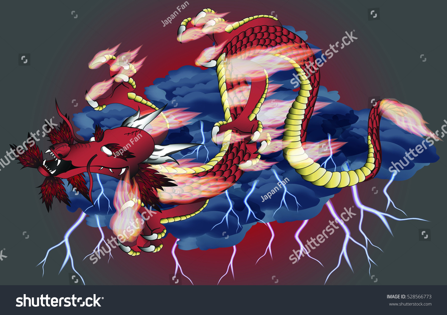 Japanese Fire Dragon Stock Vector (Royalty Free) 528566773