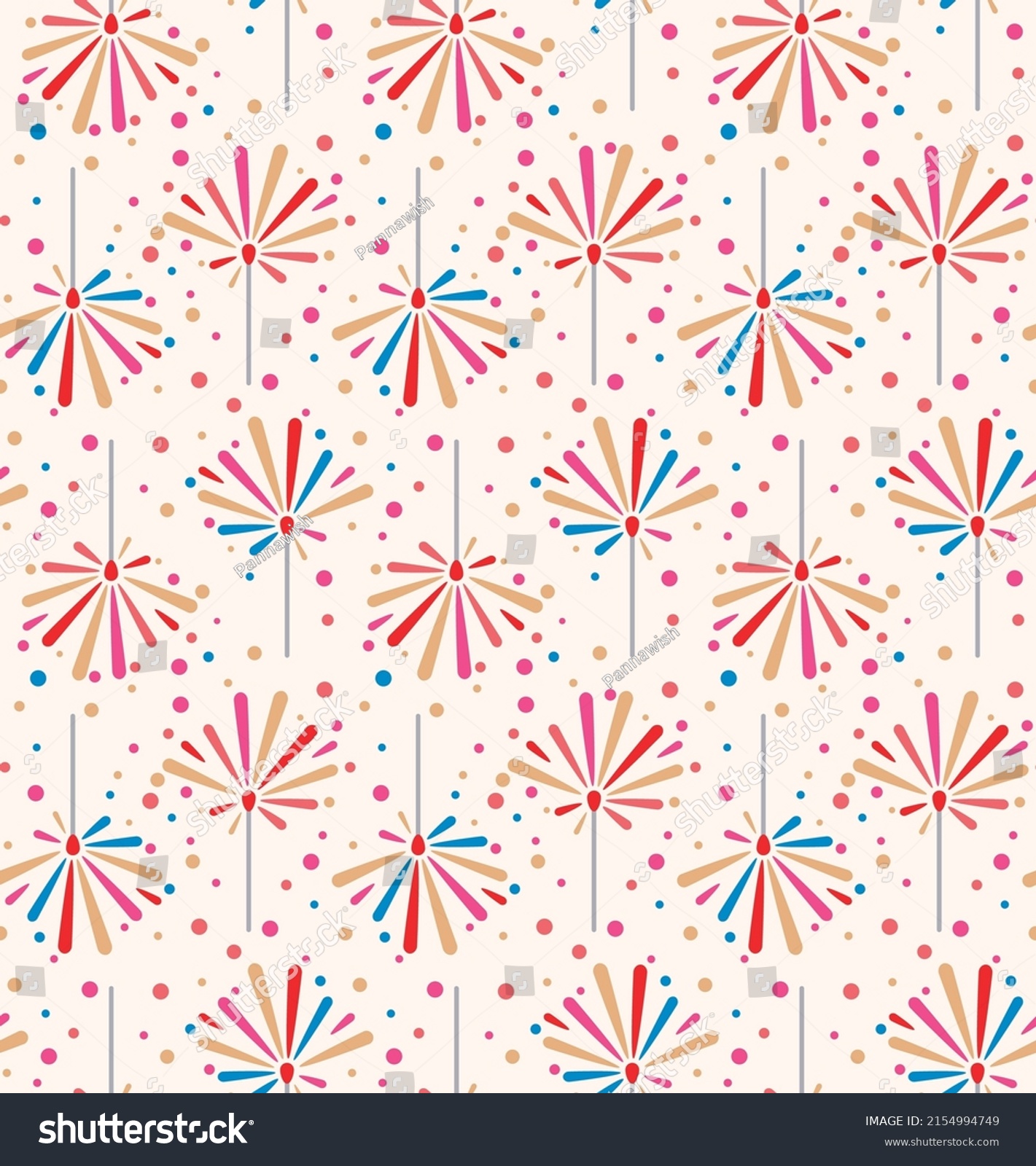 Japanese Firework Flower Vector Seamless Pattern Stock Vector (Royalty ...