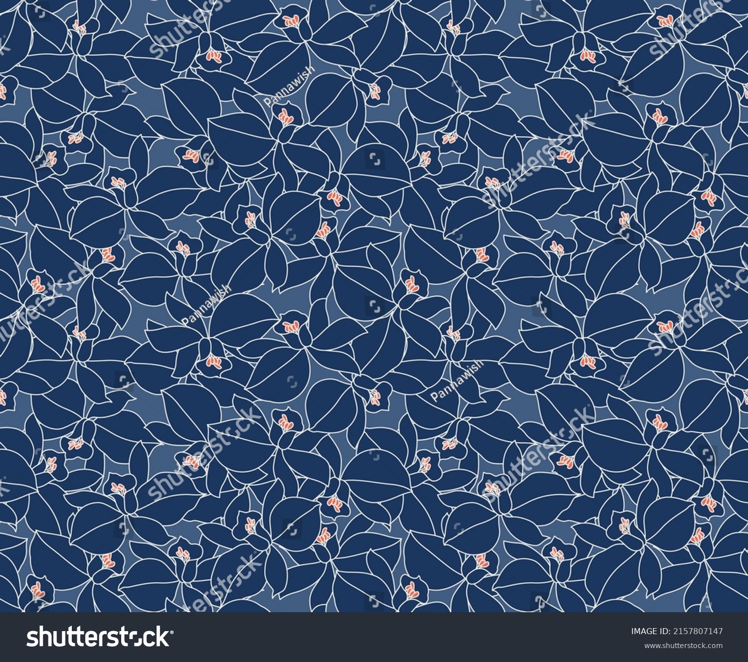 Japanese Lineart Orchid Vector Seamless Pattern Stock Vector (Royalty ...