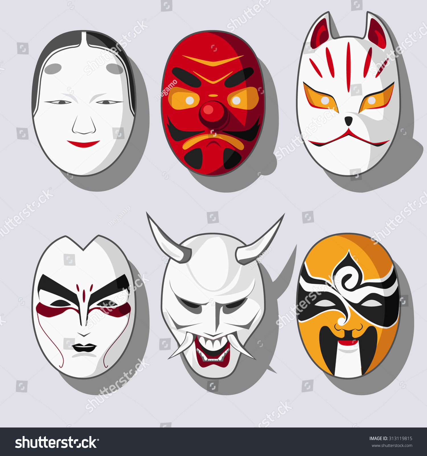 Japanese Native Mask Stock Vector (Royalty Free) 313119815