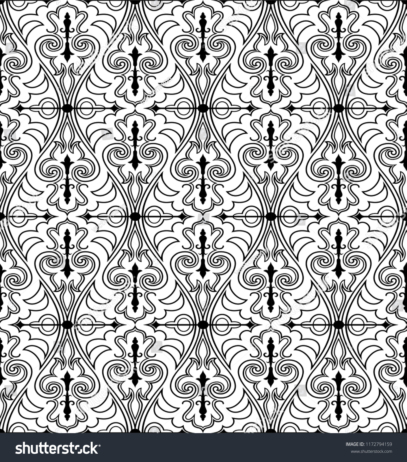 Japanese Pattern White Black Stock Vector (Royalty Free) 1172794159