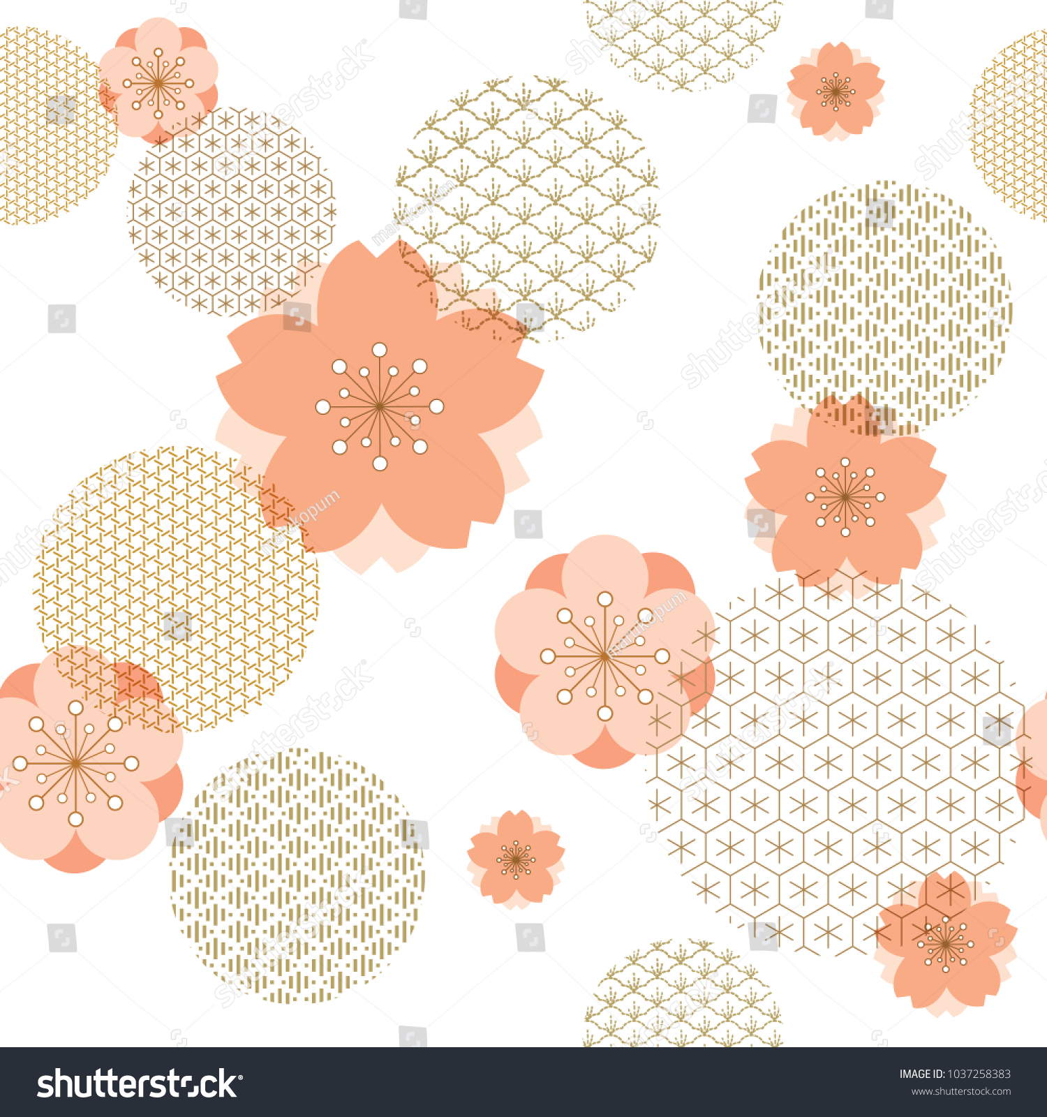 Japanese Pattern Cherry Blossom Elements Vector Stock Vector (Royalty ...
