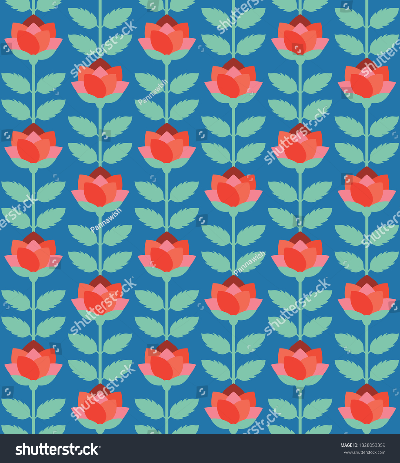 Japanese Rose Stripe Vector Seamless Pattern Stock Vector (Royalty Free ...