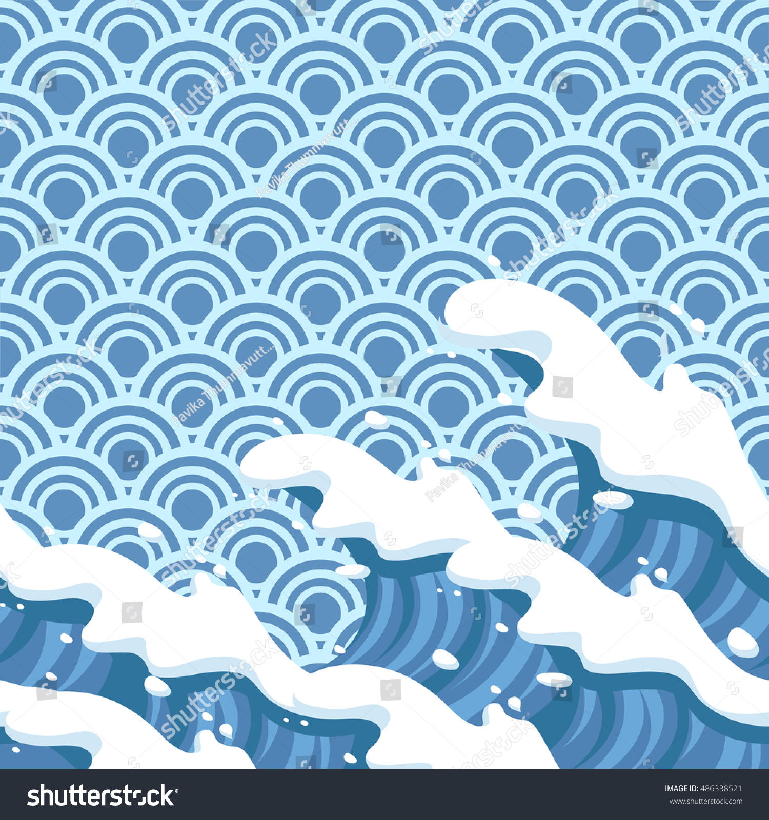 Japanese Sea Pattern Stock Vector (Royalty Free) 486338521 | Shutterstock