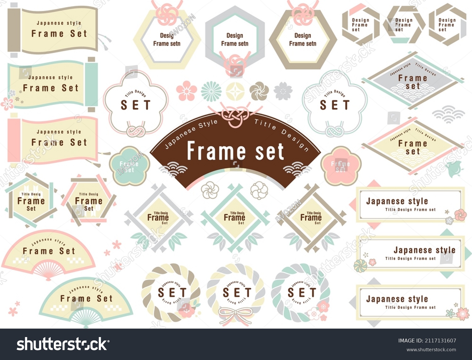 Japanese Style Title Design Frame Set Stock Vector (Royalty Free ...