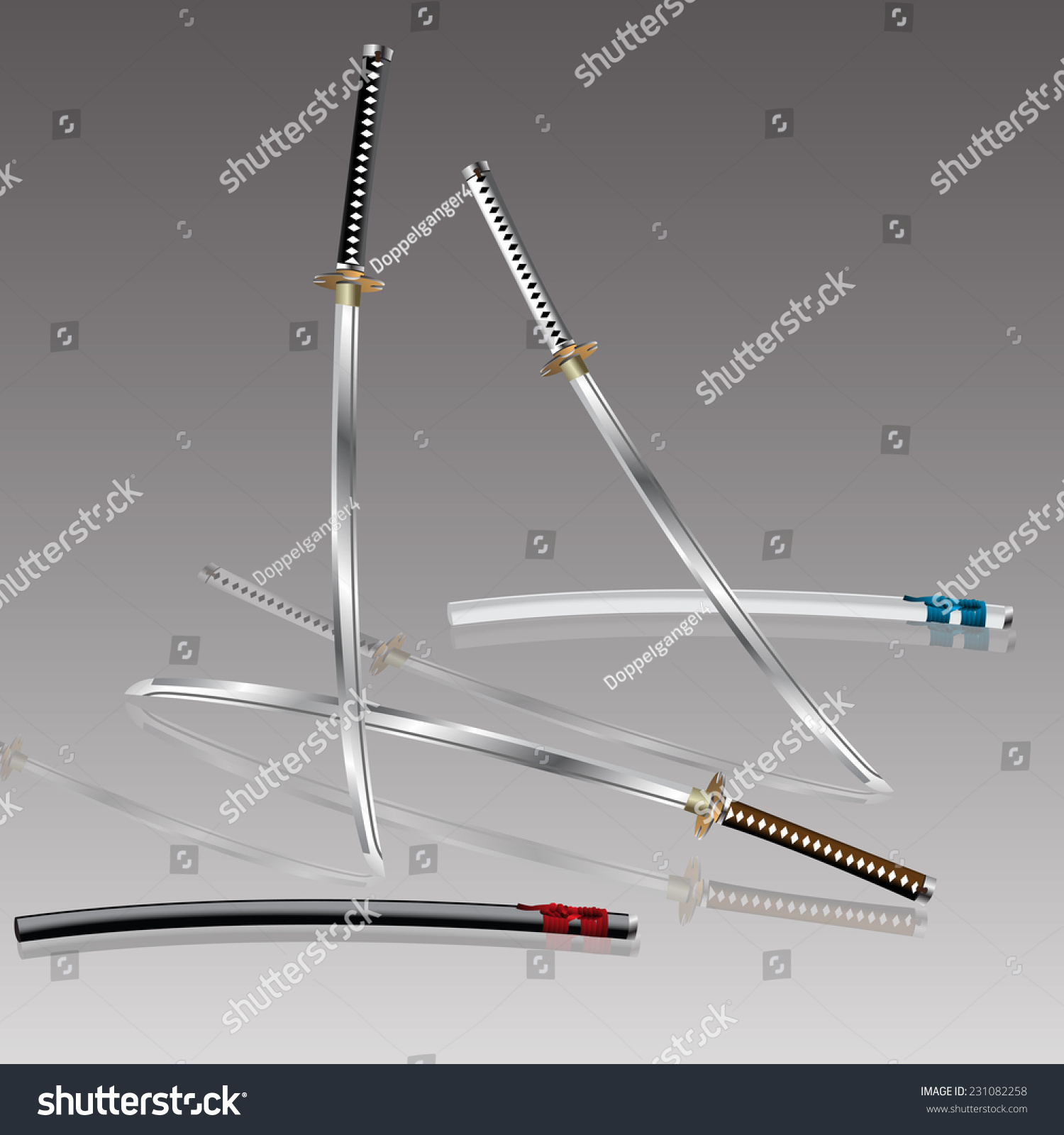 Japanese Sword Stock Vector (Royalty Free) 231082258 | Shutterstock