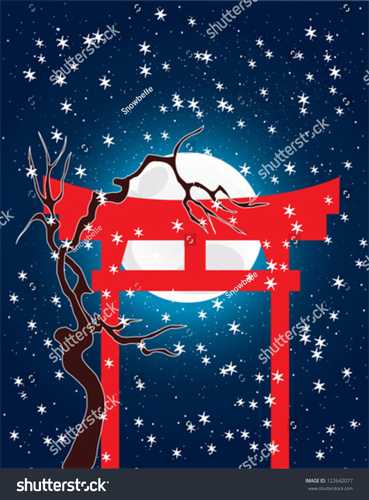 Japanese Torii Winter Vector Image Stock Vector (Royalty Free ...