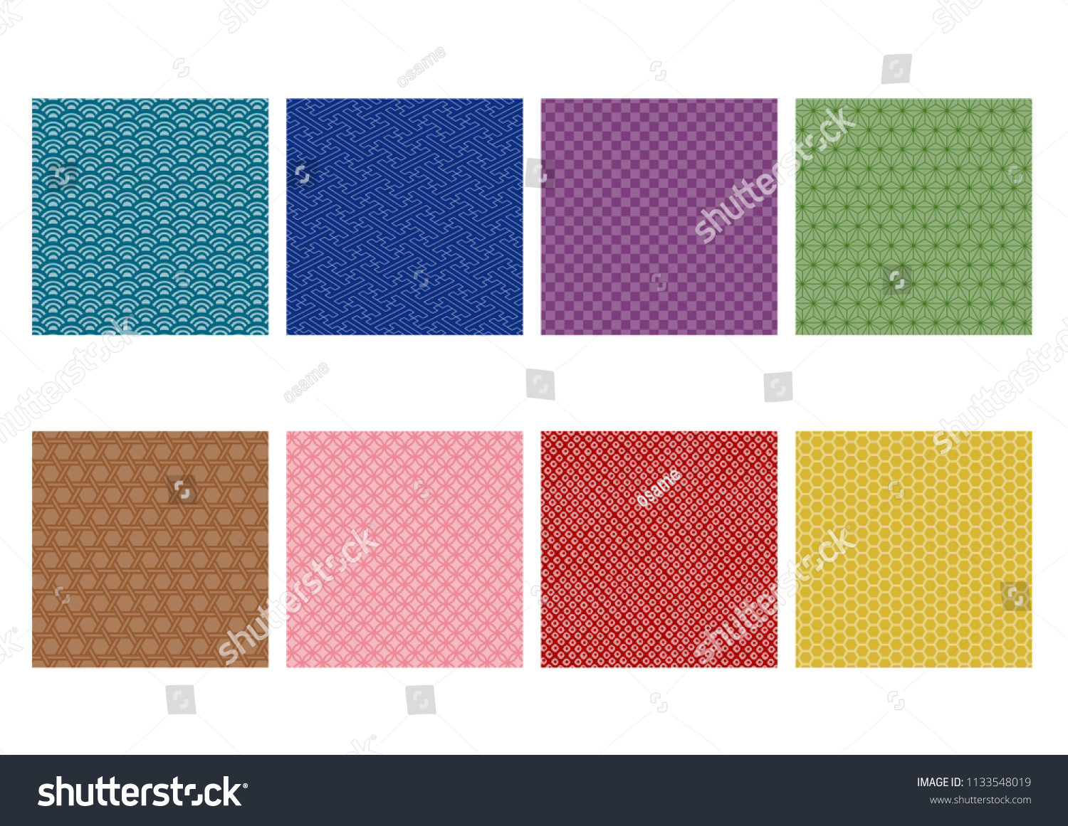 Japanese Traditional Pattern Set Stock Vector (Royalty Free) 1133548019 ...