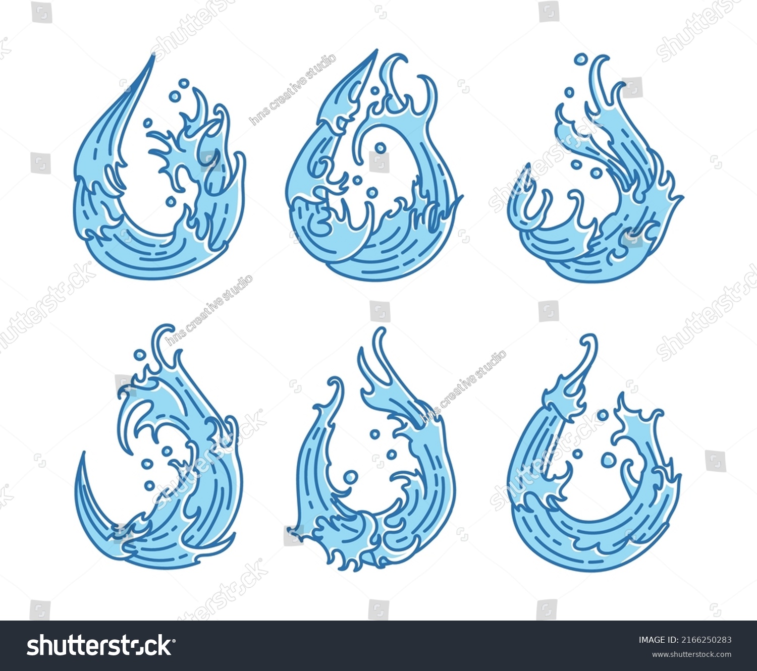 Japanese Water Element Vector Set Stock Vector (Royalty Free ...