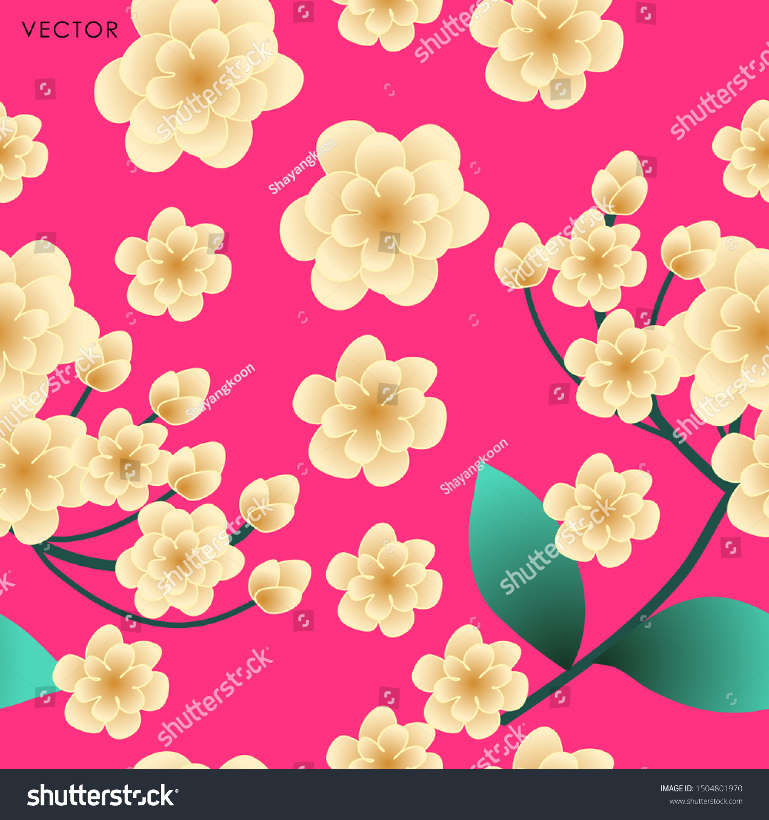 Jasmine Flower Seamless Pattern Vector Illustration Stock Vector ...