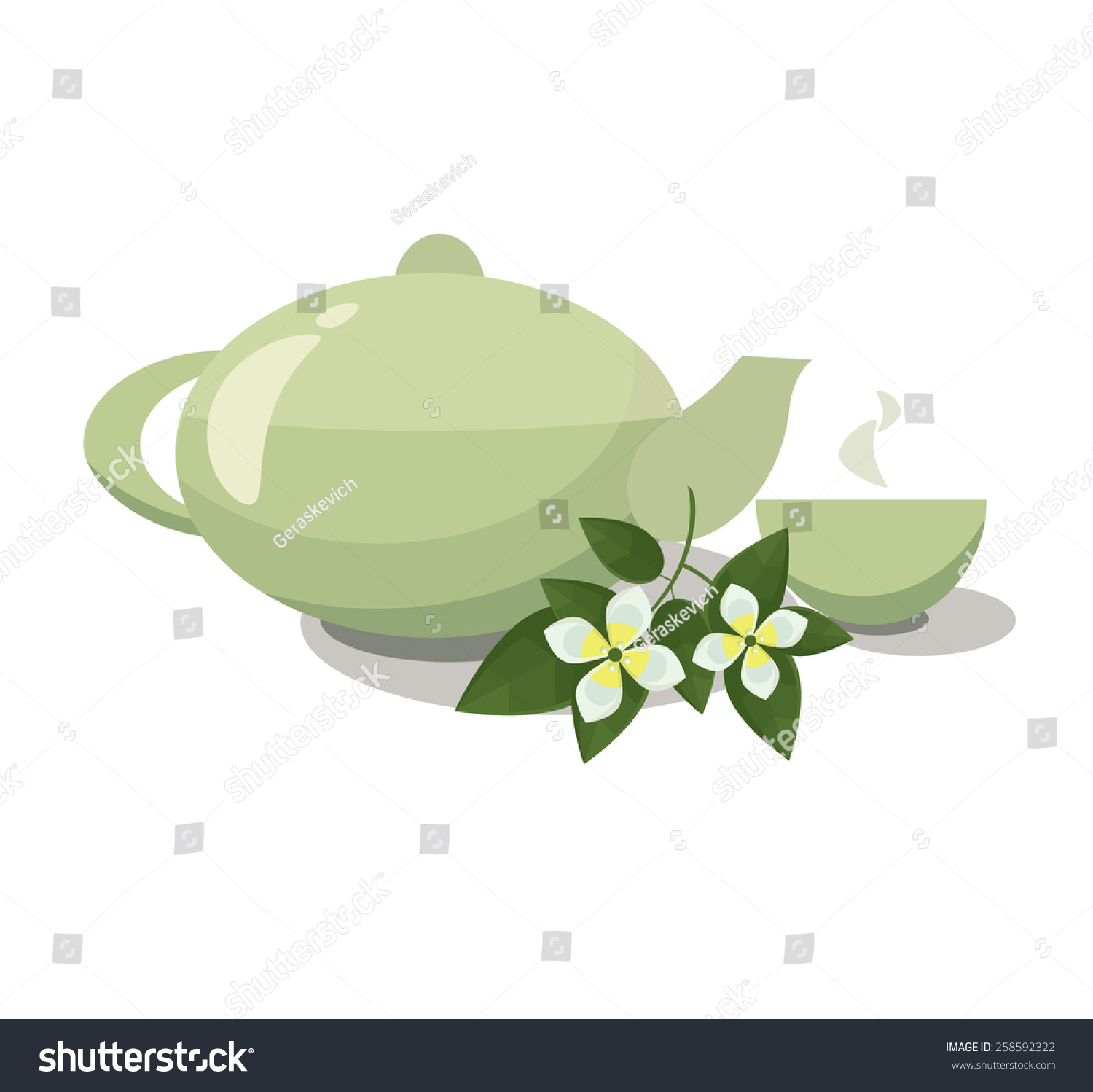 Jasmine Tea Stock Vector (Royalty Free) 258592322 | Shutterstock