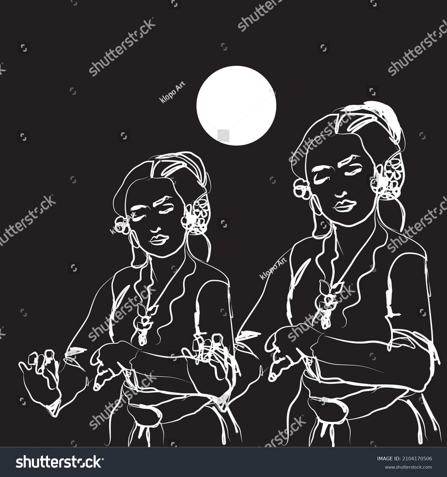 Javanese Dancer Expressive Line Sketch 4 Stock Vector (Royalty Free ...