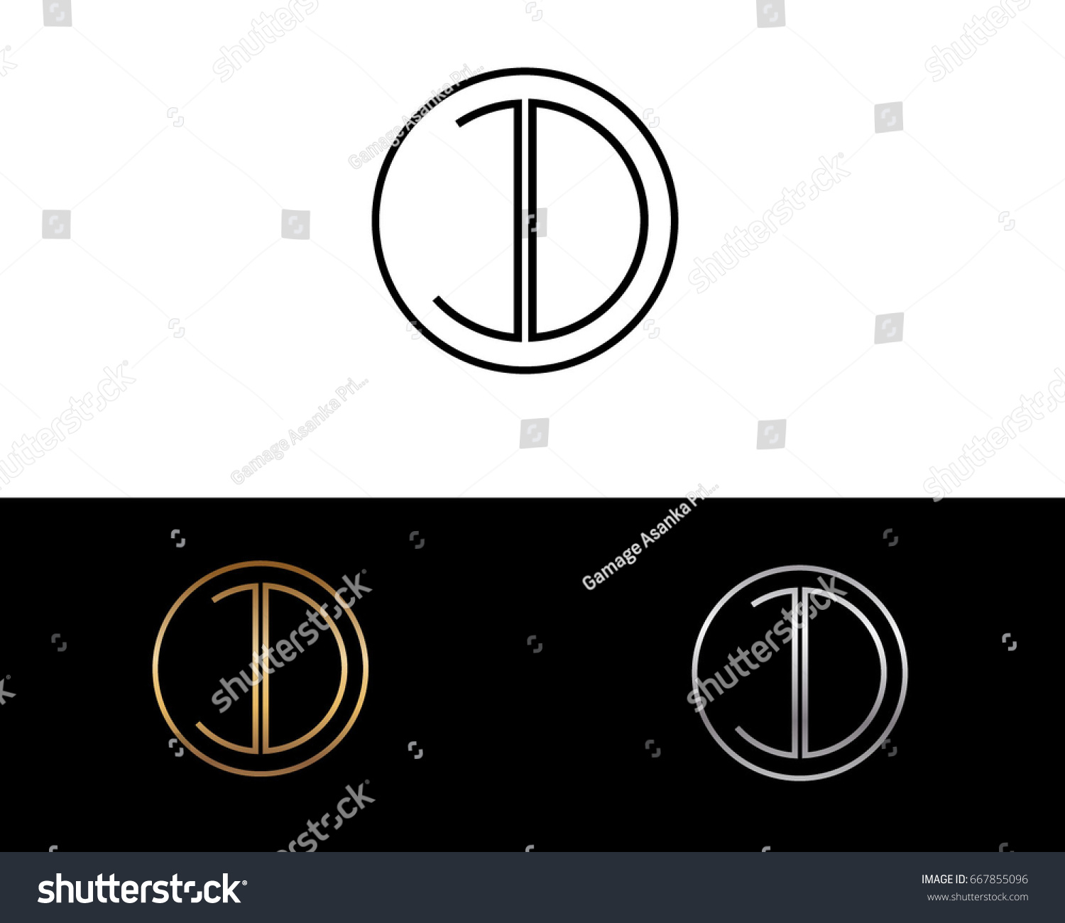 Jd Round Circle Shape Initial Letter Stock Vector (Royalty Free ...