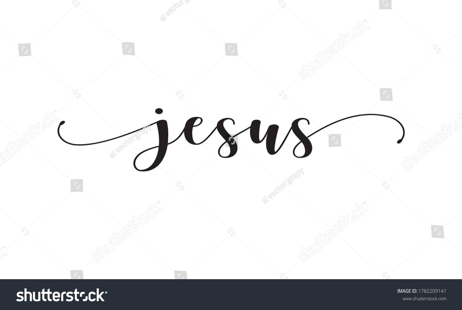 texto de caligrafía de jesus con: vector de stock (libre de regalías ...