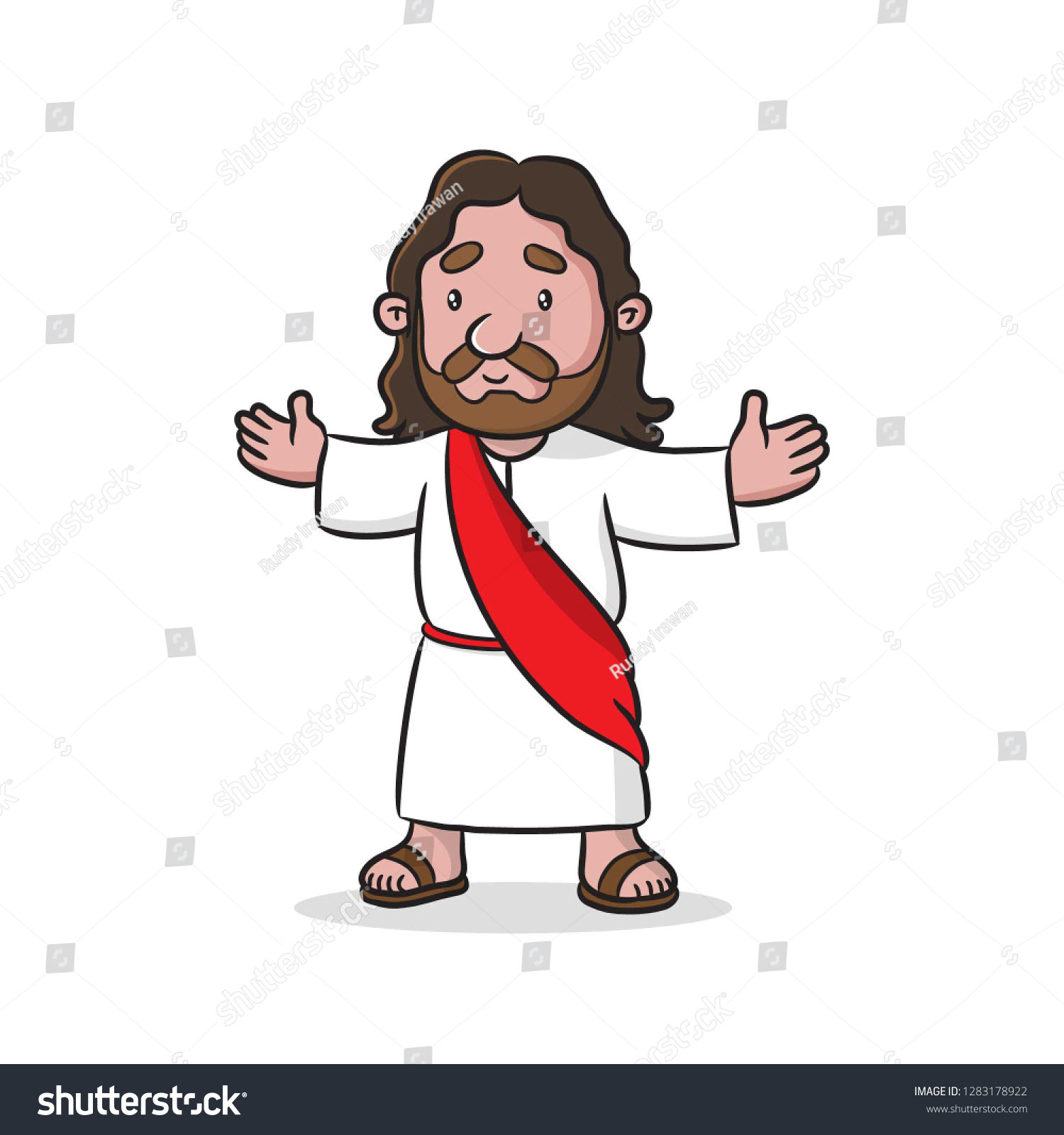 Jesus Cartoon Character Vector Illustration: เวกเตอร์สต็อก (ปลอดค่า ...