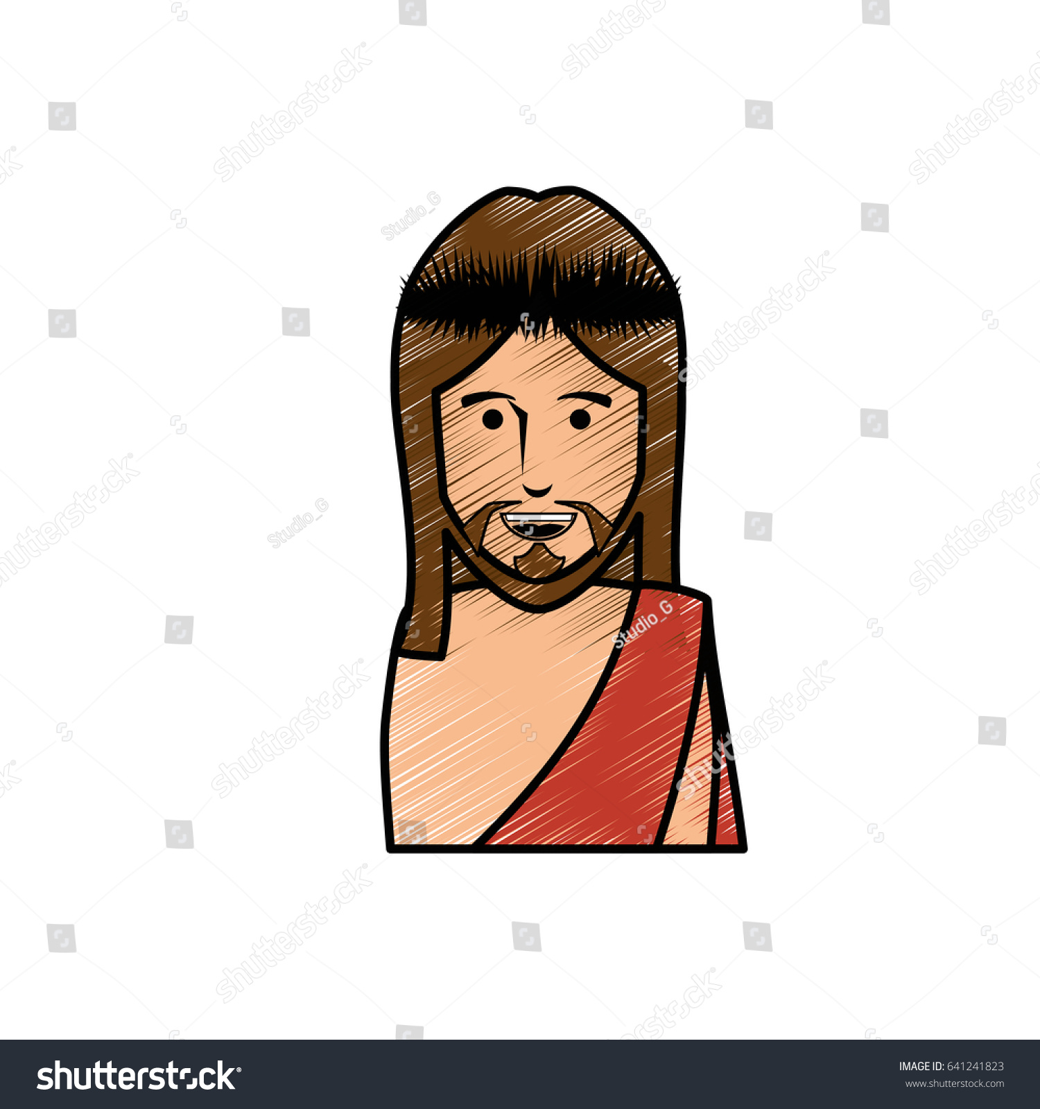 Jesus Christ Face Cartoon Stock Vector (Royalty Free) 641241823