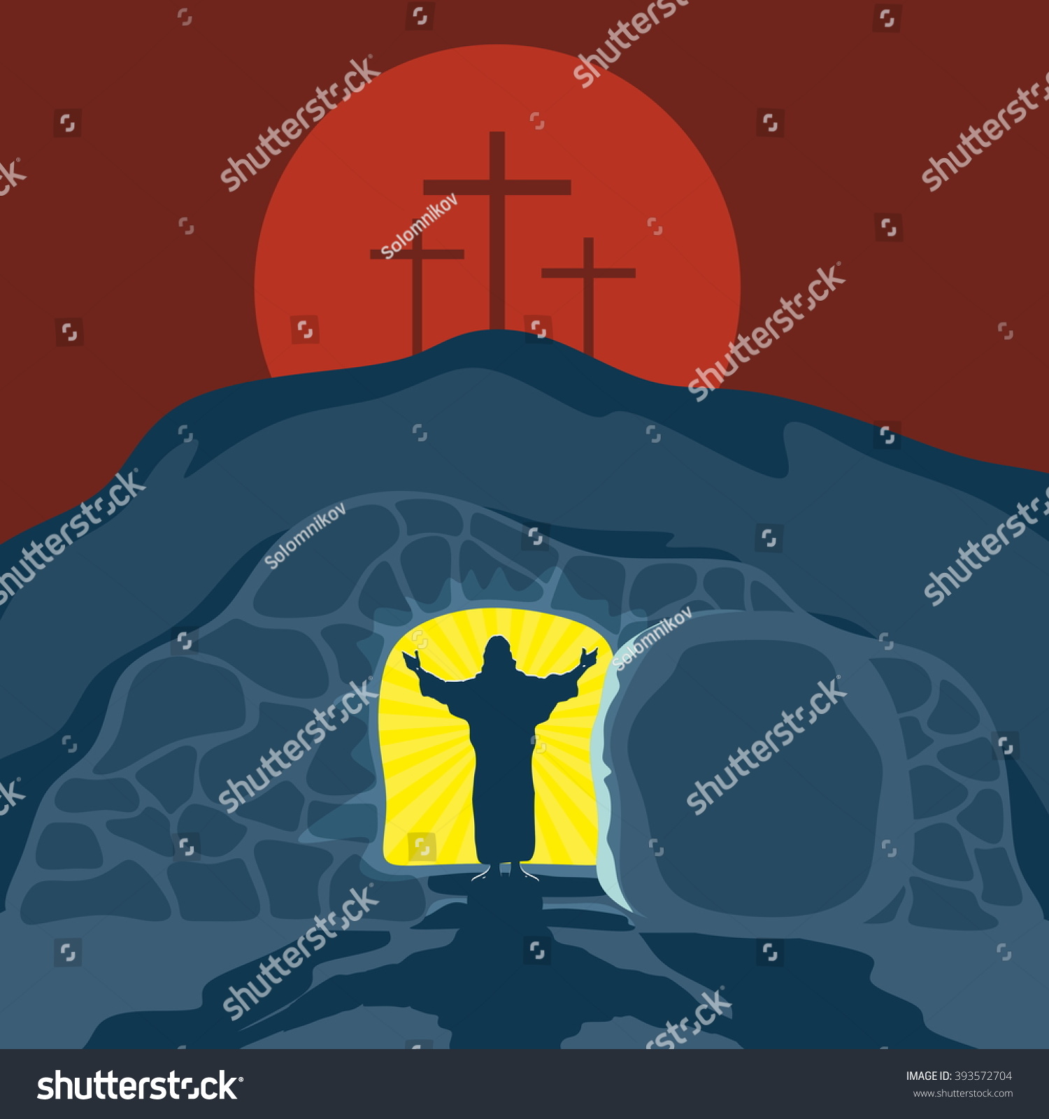 Jesus Christ Risen Happy Easter Stock Vector (Royalty Free) 393572704 ...