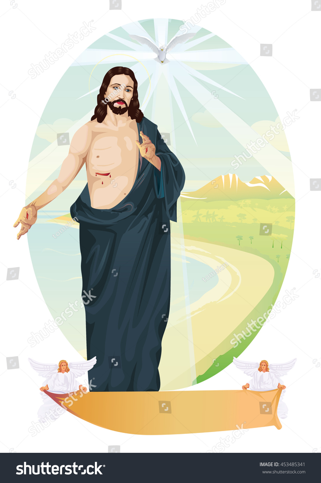 Vektor Stok Jesus Christ Space Text (Tanpa Royalti) 453485341 ...