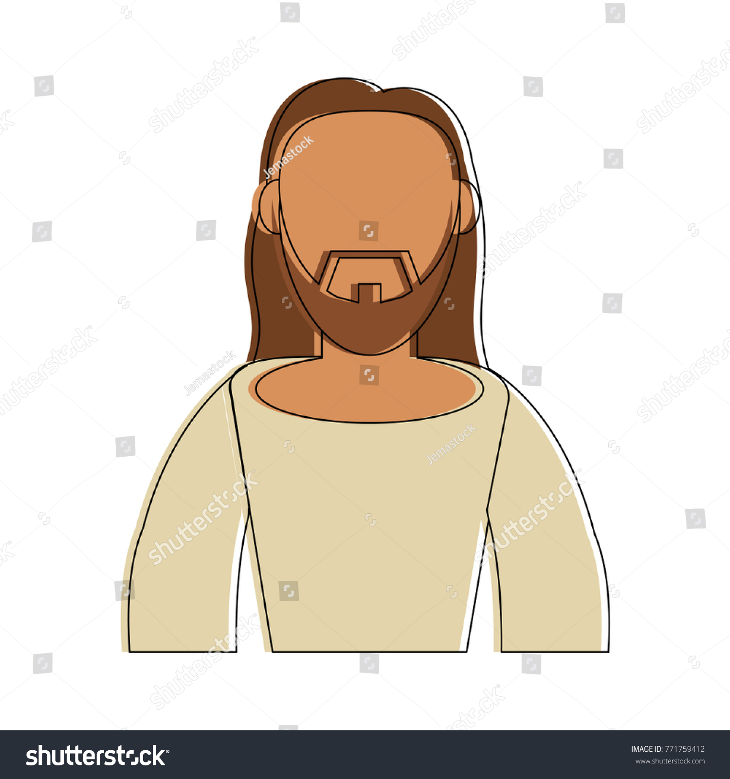 Jesus Face Cartoon Stock Vector (Royalty Free) 771759412