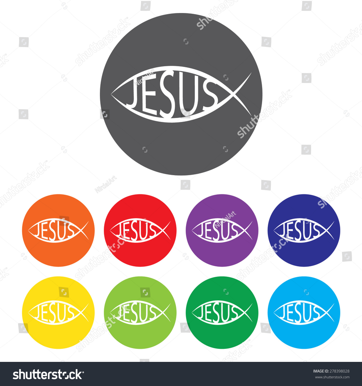 Jesus Fish Icon Set Stock Vector (Royalty Free) 278398028