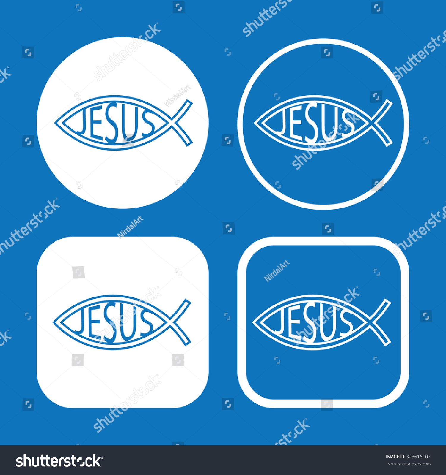 Jesus Fish Icon Set Stock Vector (Royalty Free) 323616107 | Shutterstock