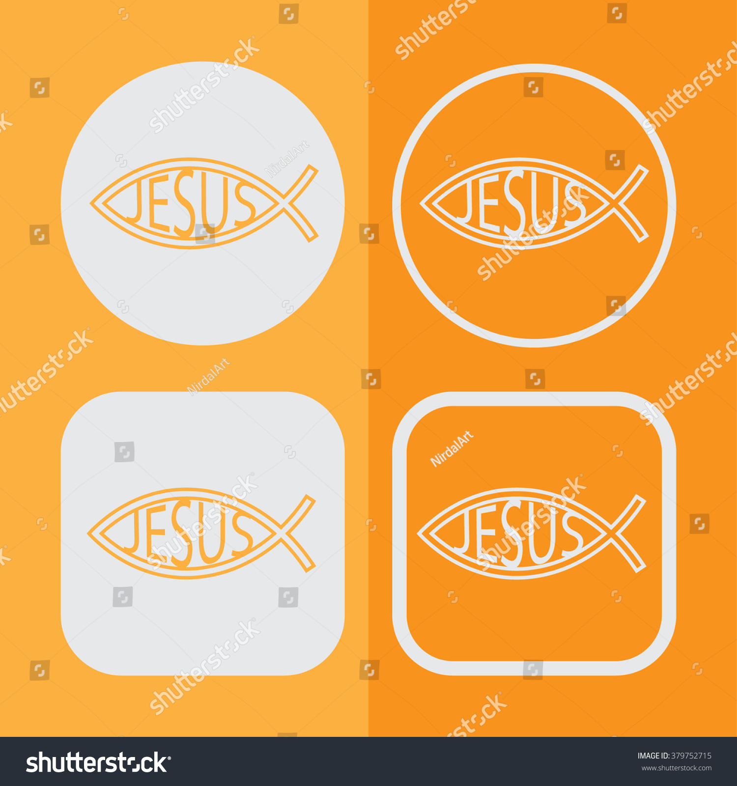 Jesus Fish Icon Set Stock Vector (Royalty Free) 379752715 | Shutterstock