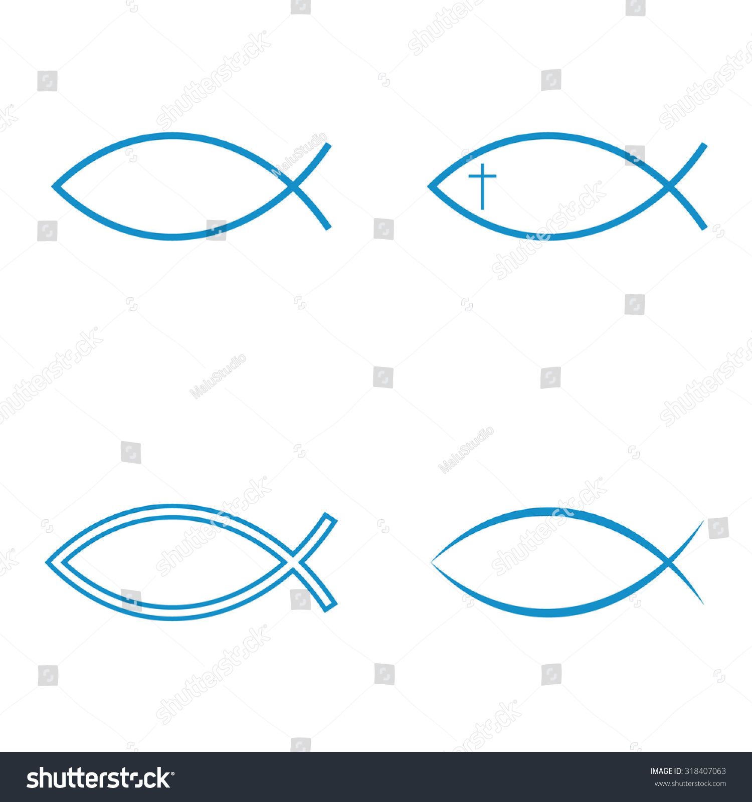 Jesus Fish Icon Set Vector Illustration Stock Vector (Royalty Free ...