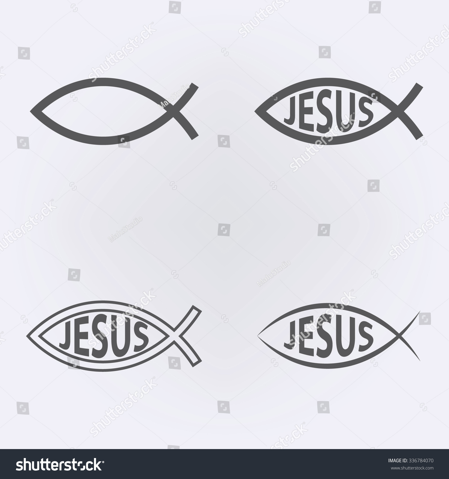 Jesus Fish Icon Set Vector Illustration Stock Vector (Royalty Free ...