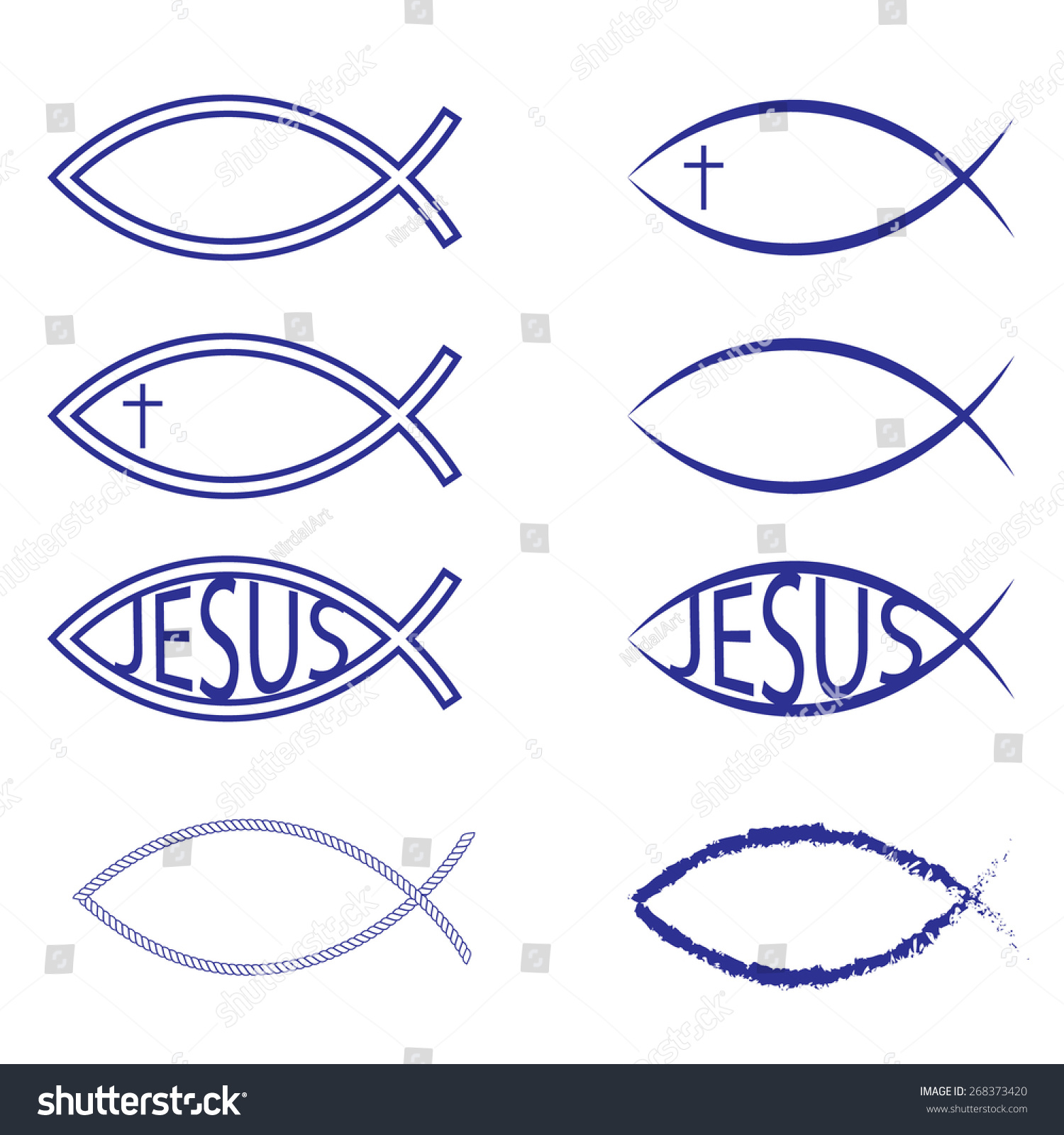 Jesus Fish Icons: vector de stock (libre de regalías) 268373420