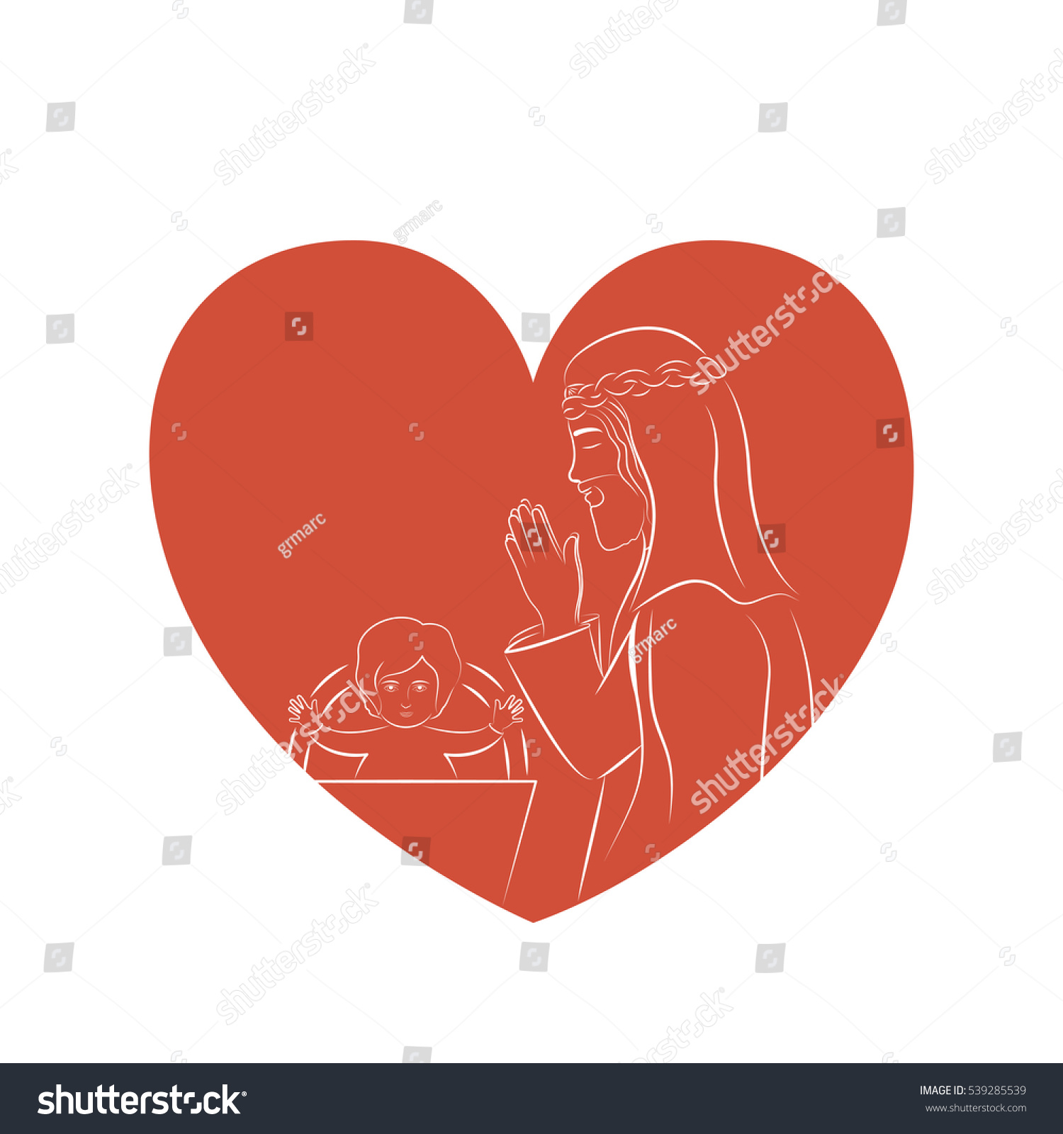 Jesus Inside Heart Design Stock Vector (Royalty Free) 539285539 ...