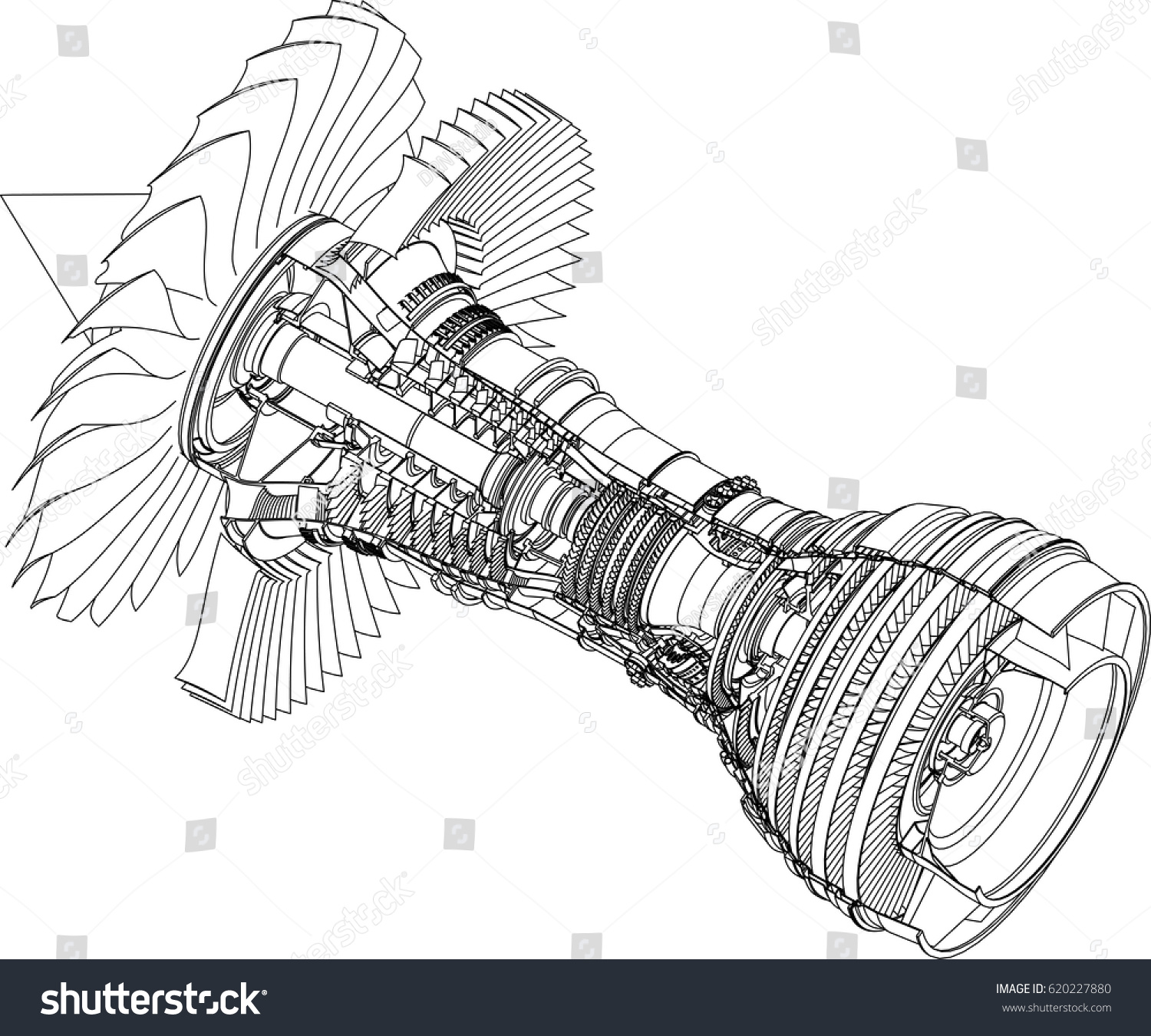 Jet Engine Isometrics Vector Line Illustration: Vector có sẵn (miễn phí ...