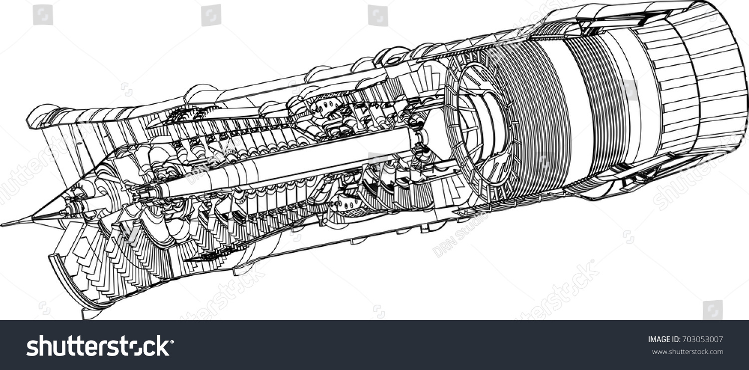 Jet Engine Isometrics Vector Line Illustration: vector de stock (libre ...