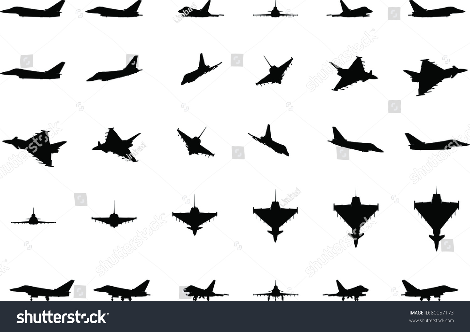 Jet Fighter Silhouettes Stock Vector 80057173 - Shutterstock