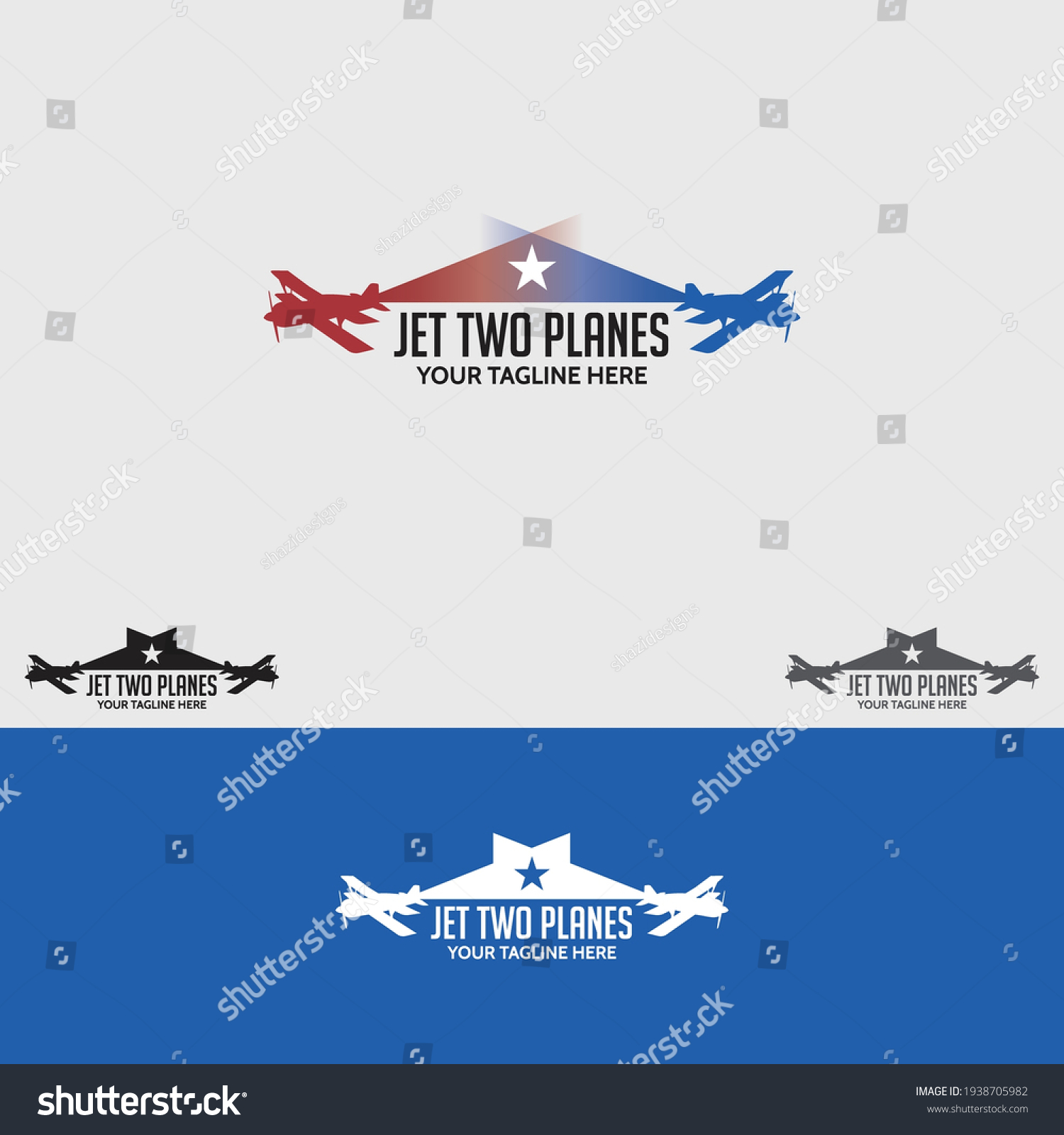 Jet Two Planes Logo Design Vector Stock Vector (Royalty Free) 1938705982