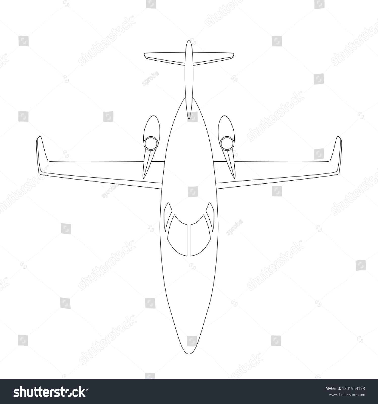 Jetliner Vector Illustration Lining Draw Front: vector de stock (libre ...