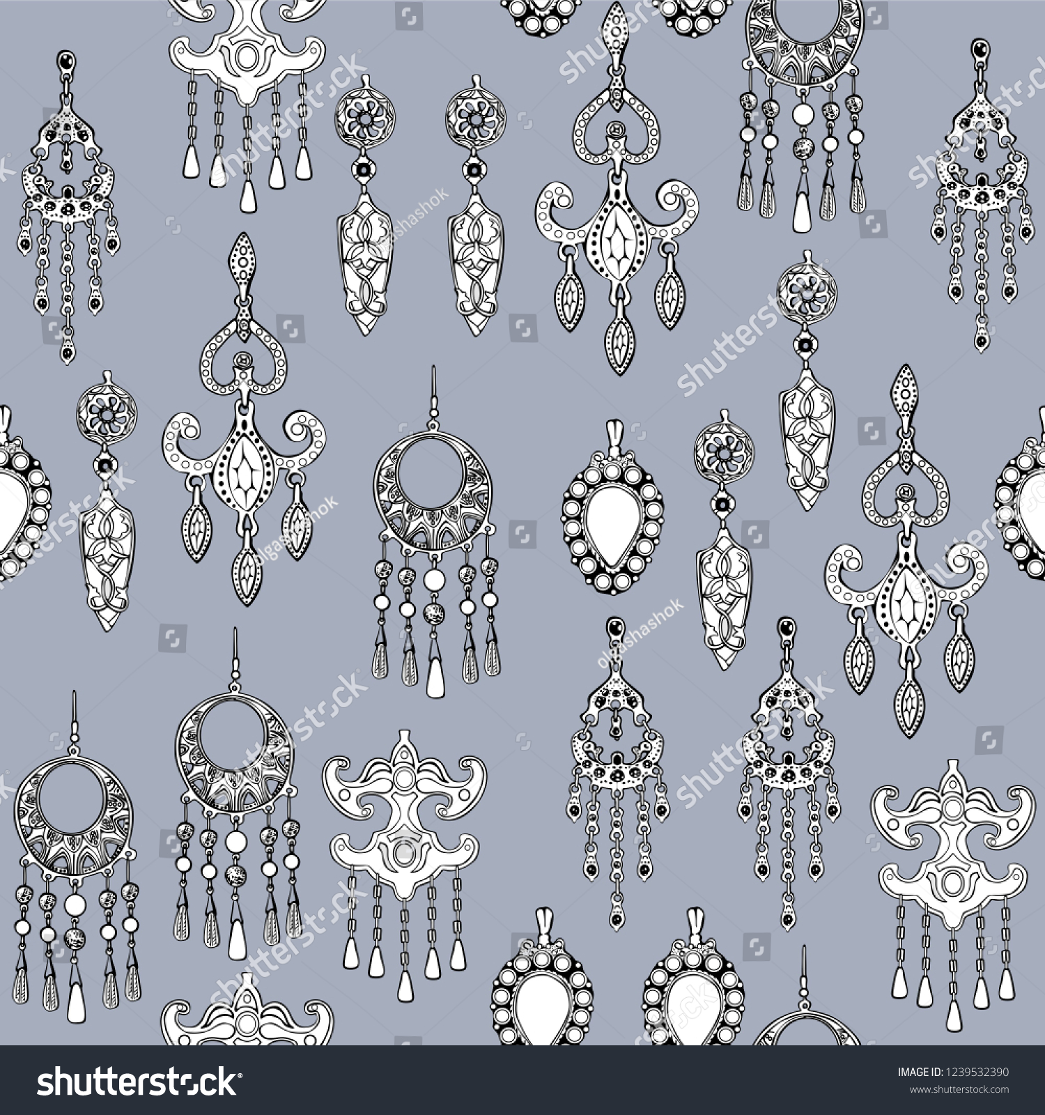 Jewelry Seamless Vector Pattern Stock Vector (Royalty Free) 1239532390