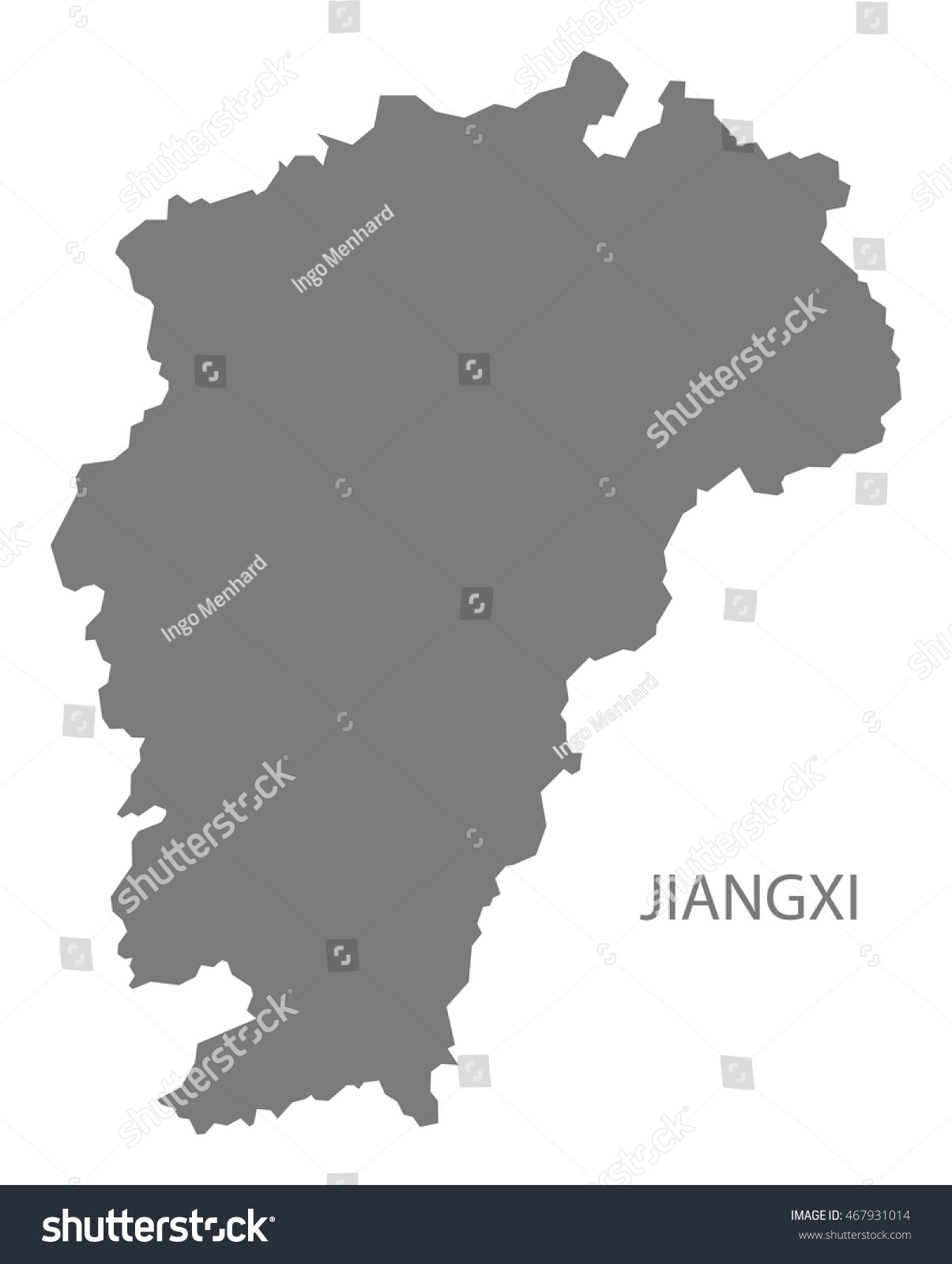 Jiangxi China Map Grey Stock Vector (Royalty Free) 467931014