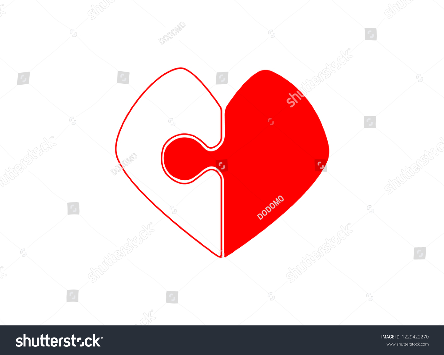 Jigsaw Heart Simple Lines Vector Illustrations Stock Vector (Royalty ...