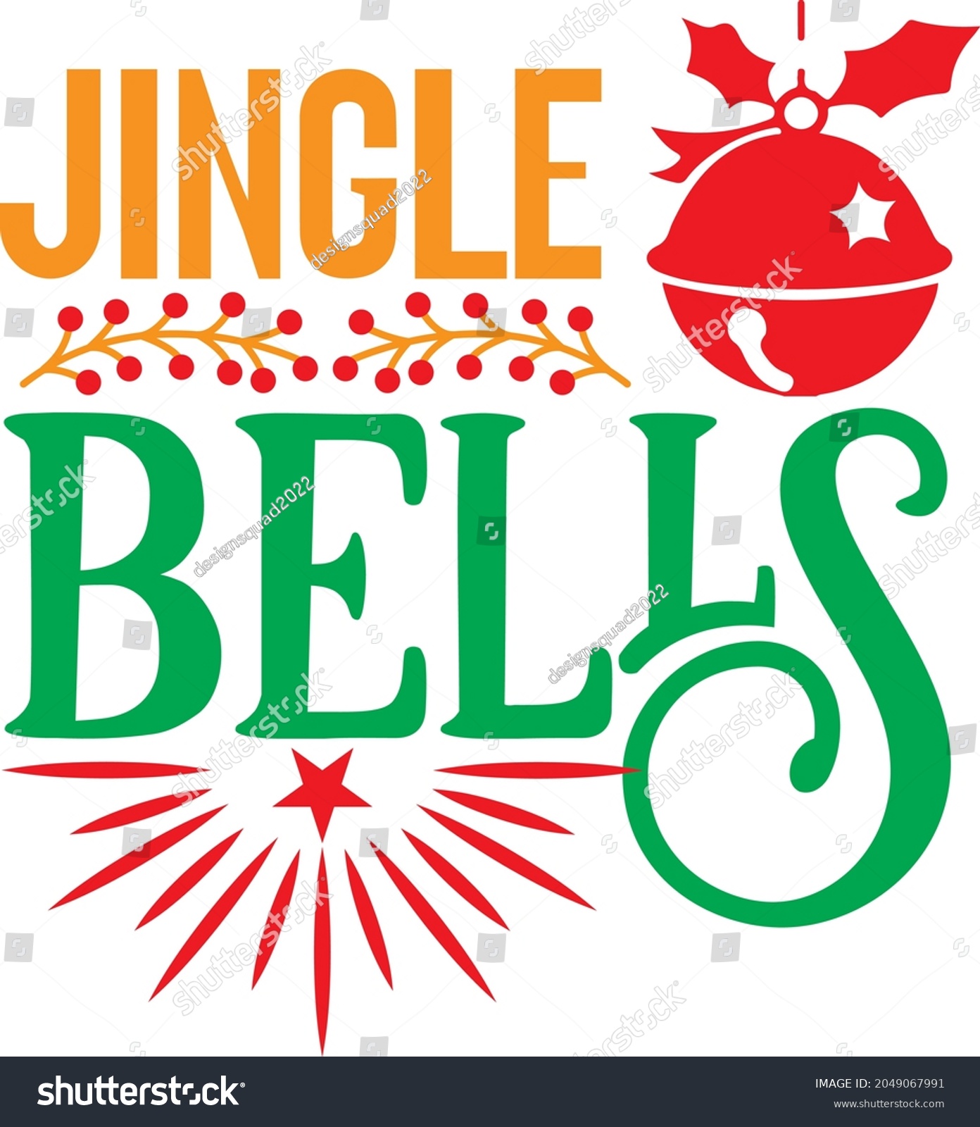Jingle Bells Vector Art Design Stock Vector (Royalty Free) 2049067991