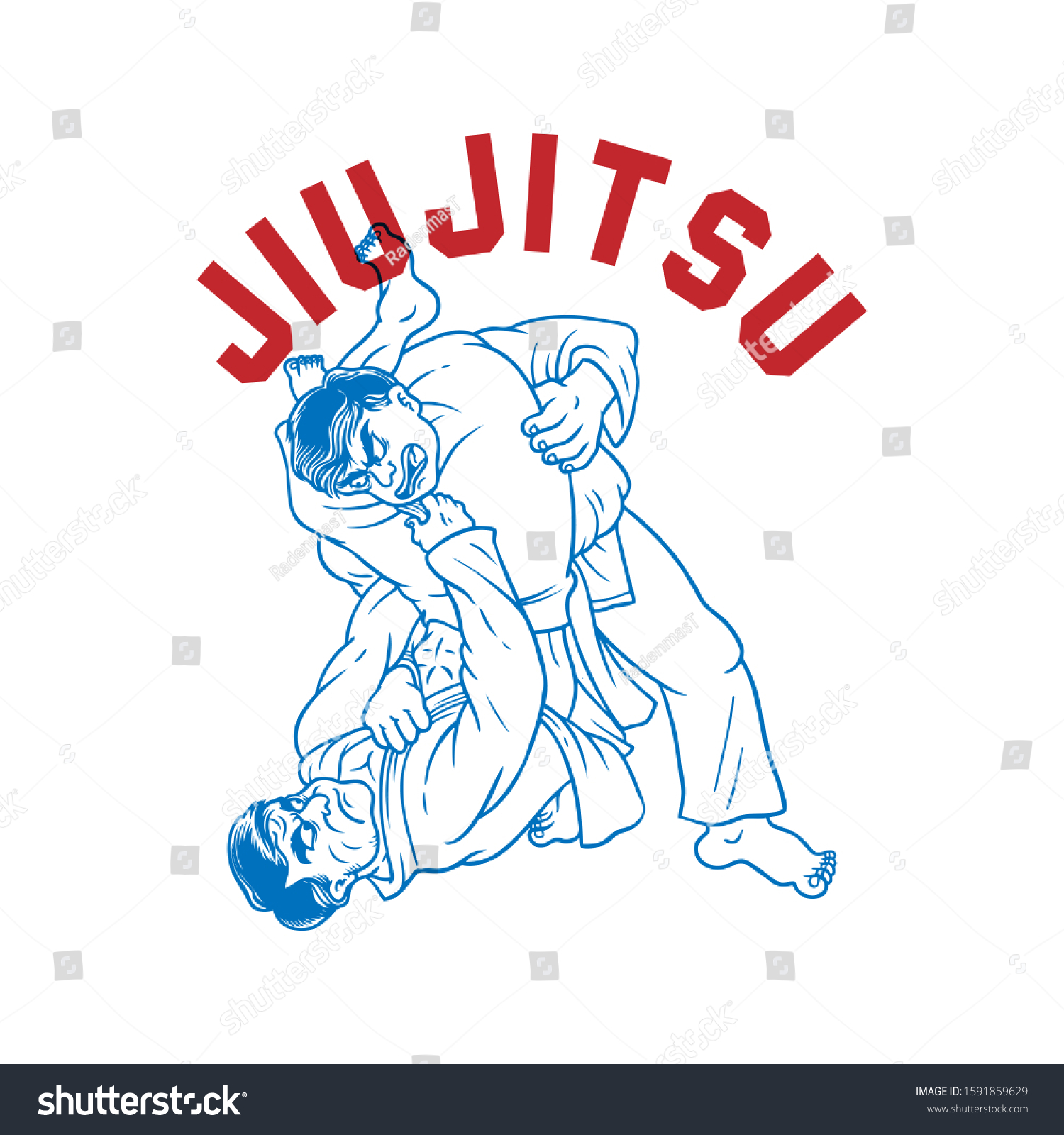 Jiu Jitsu Vector Hand Drawing Vector Stock Vector (Royalty Free) 1591859629