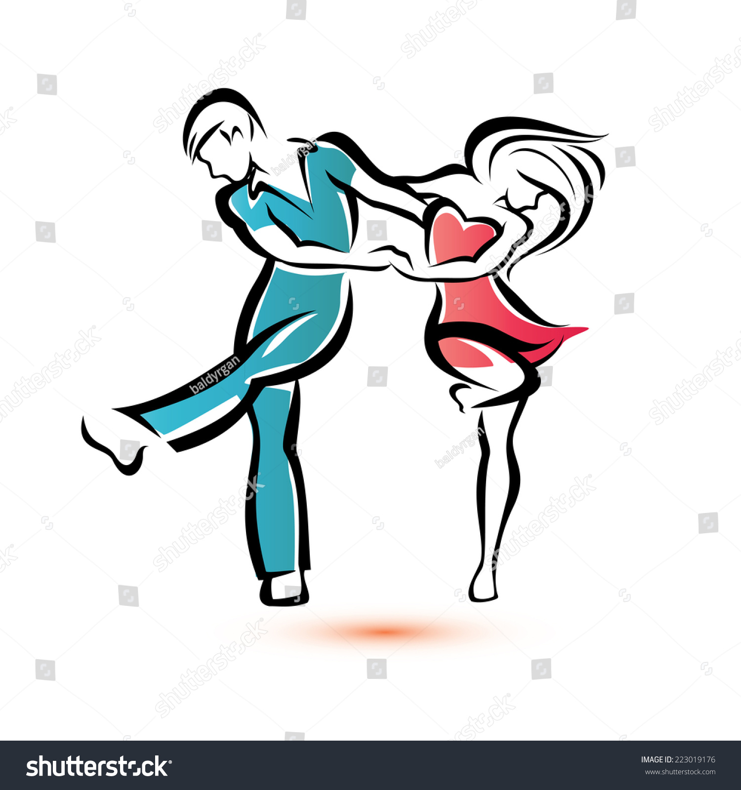 Jive Dancing Couple Outlined Vector Sketch Stock Vector (Royalty Free ...