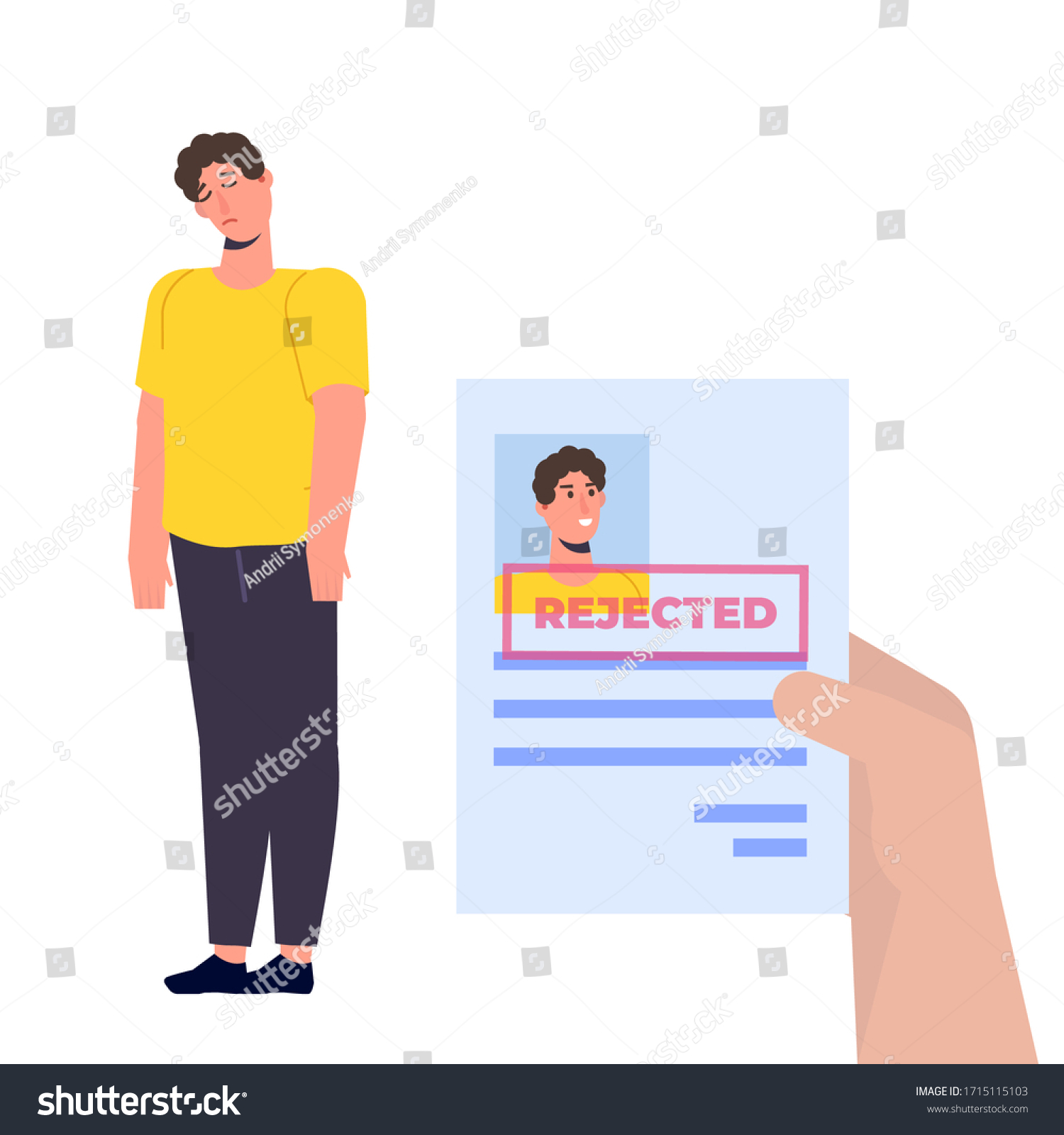 Job Application Rejected Document Paper Vector Stock Vector (Royalty ...