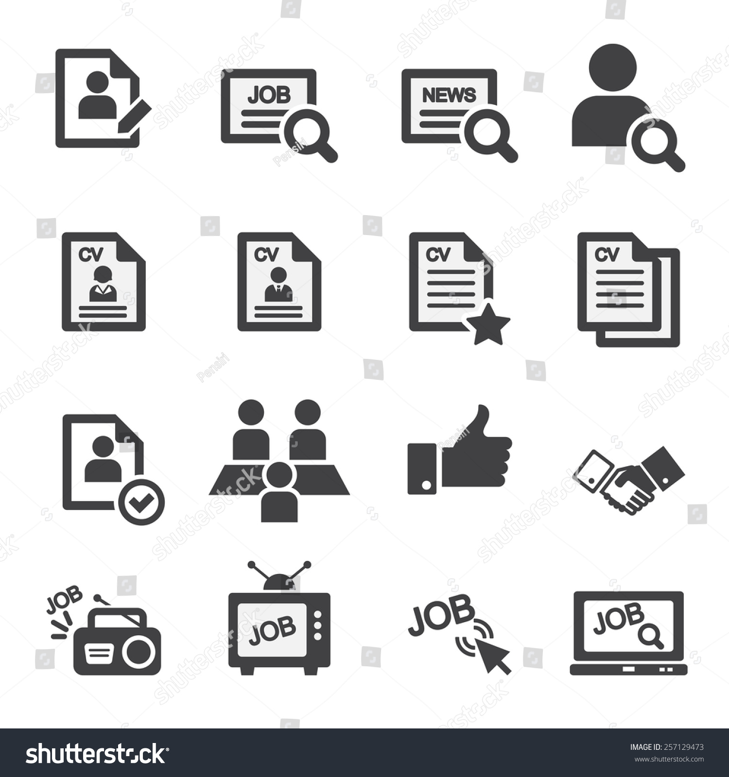 Job Icon Set Stock Vector Illustration 257129473 : Shutterstock
